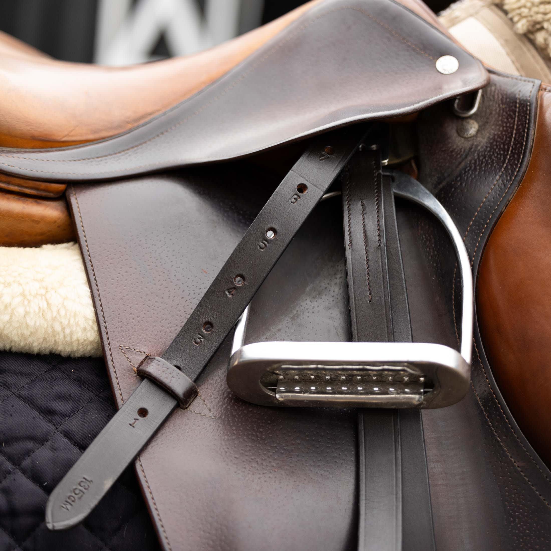 HORZE Genuine Leather English Riding Stirrup Leathers Pair | Adult Sizes - Dark Brown - 49 in