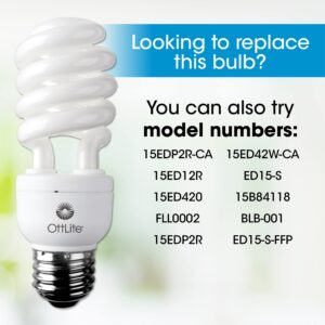 OttLite 15W Swirl Screw in Light Bulb - Compact Fluorescent Light Bulbs Replacement - Bright Natural Daylight for Bedroom, Living Room, Home Office, & Garage - Low Heat & Glare for Reduced Eyestrain