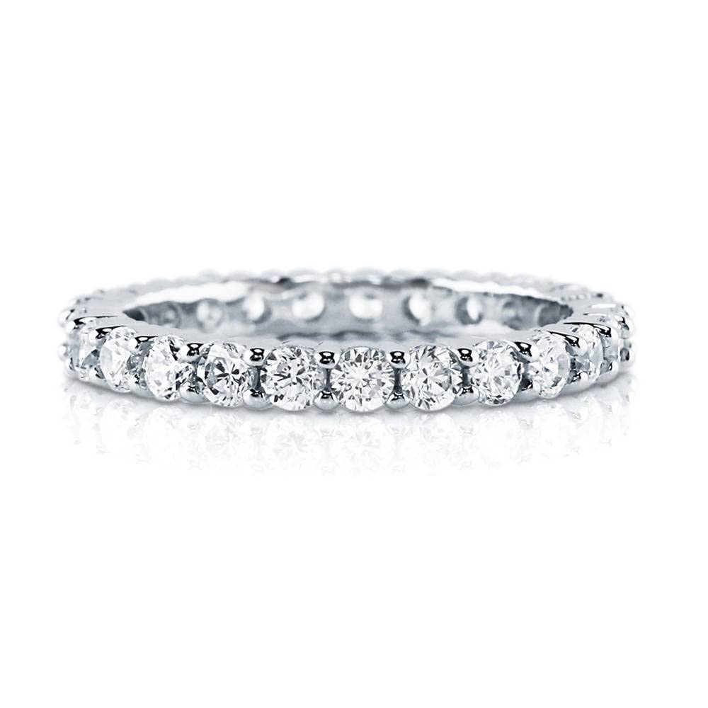 BERRICLE Sterling Silver Wedding Rings Pave Set Cubic Zirconia CZ Eternity Ring for Women, Rhodium Plated Size 6.5