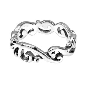 AeraVida Swirl and Filigree All-Around Band .925 Silver Ring (6)