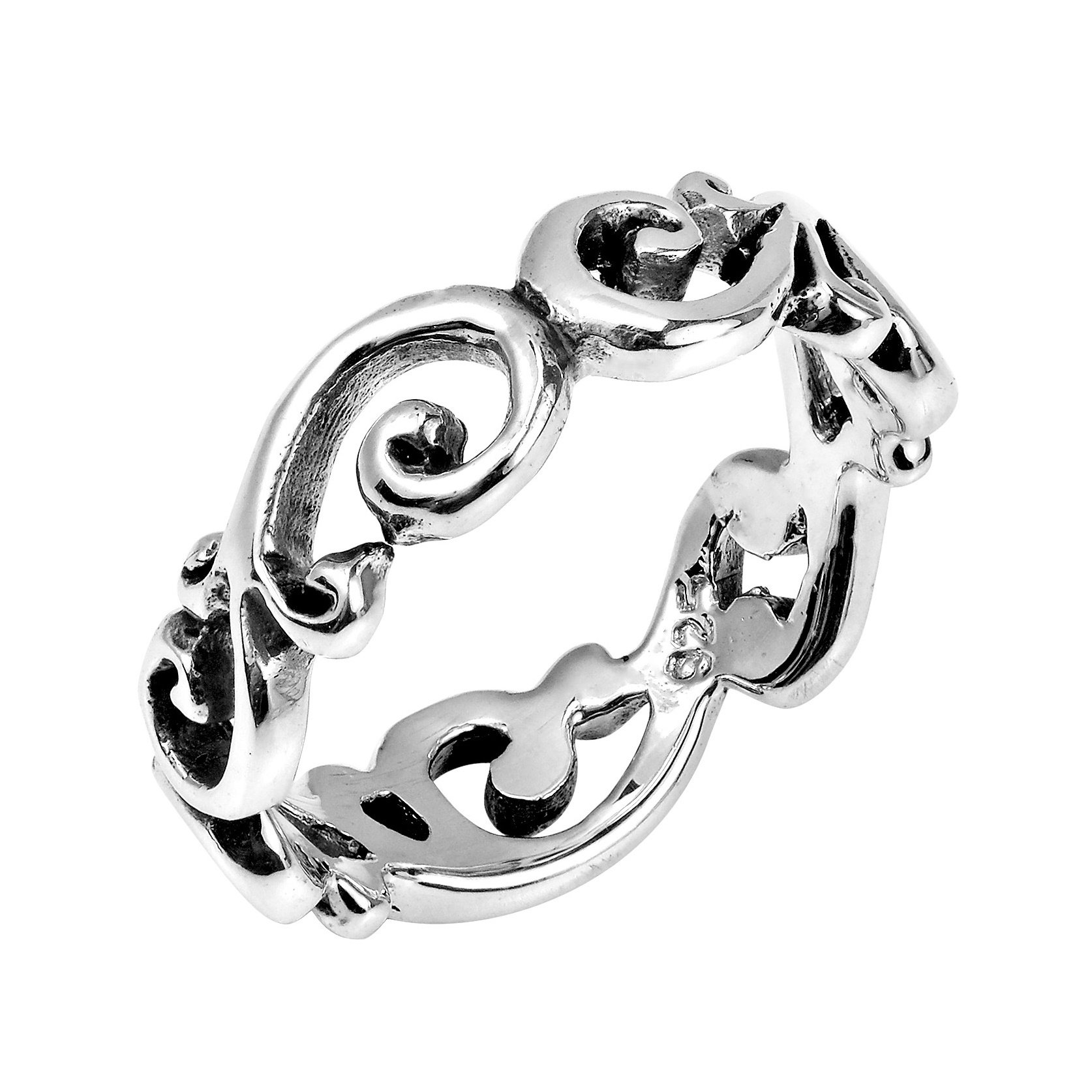 AeraVida Swirl and Filigree All-Around Band .925 Silver Ring (6)