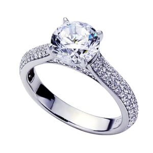 doubleaccent platinum plated sterling silver ring 2 ct round cz stone exquisite wedding engagement ring (size 5 to 9), 6