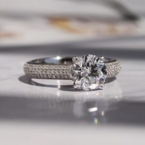 DoubleAccent Platinum Plated Sterling Silver Ring 2 CT Round CZ Stone Exquisite Wedding Engagement Ring (Size 5 to 9), 6