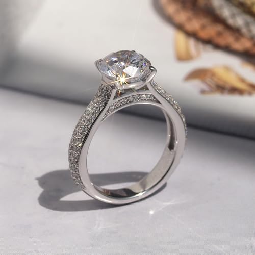 DoubleAccent Platinum Plated Sterling Silver Ring 2 CT Round CZ Stone Exquisite Wedding Engagement Ring (Size 5 to 9), 6