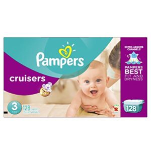 pampers cruisers disposable diapers size 3, 128 count, giant