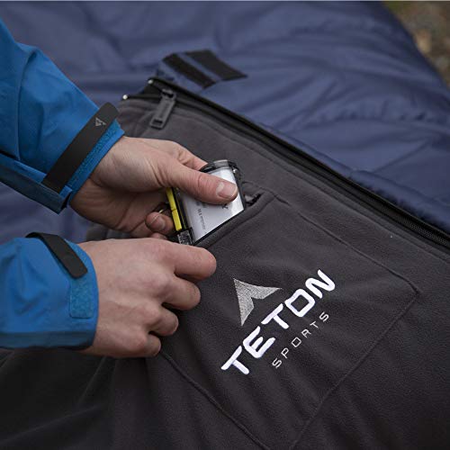 TETON Sports Polara 3-in-1 Sleeping Bag; Great for All Season Camping, Fishing, and Hunting; Versatile Outdoor Sleeping Bag; Lightweight, Washable Inner Fleece Lining; Compression Sack Included , Blue, 82" x 36"