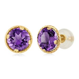 gem stone king 14k gold 6mm round gemstone birthstone stud earrings | gold earrings for women