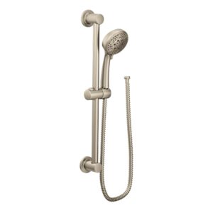 moen eco-performance brushed nickel 4-spray pattern handheld showerhead with 69-inch-long hose with 30-inch slide bar, 3669epbn