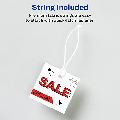 Avery Printable Blank Square Gift Tags with Sure Feed, 1.5" x 1.5", White, 200 Customizable Tags with Strings (22849)