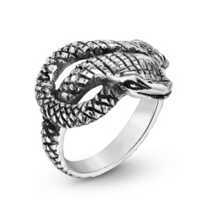 aeravida foxy snake coil wrap around .925 sterling silver ring | animal and nature inspired silver ring for women | elegant snake ring accessory | anniversary jewelry gift | size (8)