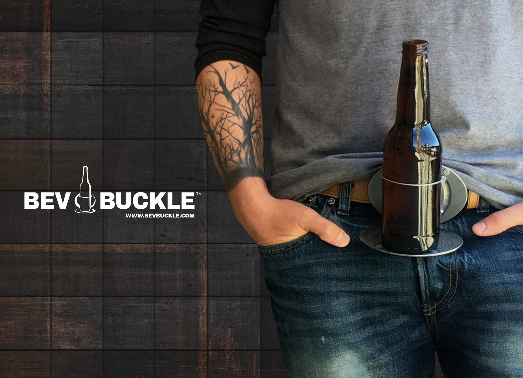 The BevBuckle for your belt! Holds your bottle or can so you can be hands free! (ORIGINAL)