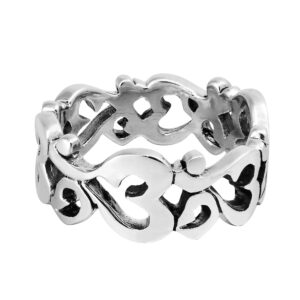 aeravida spiritual .925 silver aum/om vintage prayer sign infinite band promise sterling ring | comfort buddhism ring accessory for women | size 6