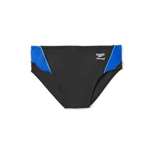 Speedo Men's Swimsuit Brief Endurance+ Splice Team Colors , Black/Blue Splice, 29