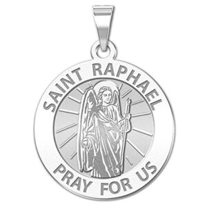 picturesongold.com saint raphael religious medal exclusive - sterling silver - 2/3 x 2/3 inch