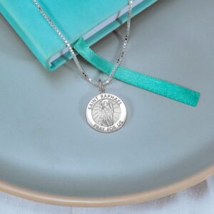 PicturesOnGold.com Saint Raphael Religious Medal EXCLUSIVE - Sterling silver - 2/3 x 2/3 Inch