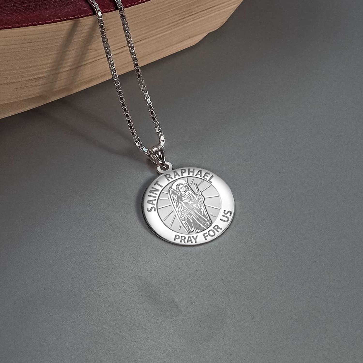 PicturesOnGold.com Saint Raphael Religious Medal EXCLUSIVE - Sterling silver - 2/3 x 2/3 Inch