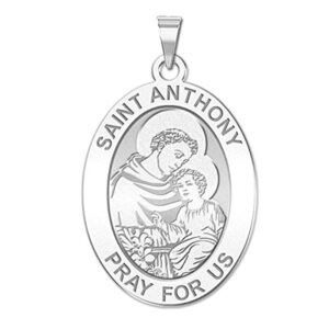 picturesongold.com saint anthony religious medal - 2/3 x 3/4 inch size of nickel, sterling silver