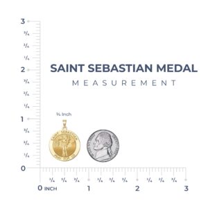 PicturesOnGold.com Saint Sebastian Religious Medal - 3/4 Inch Size of a Nickel in Solid 14K Yellow Gold