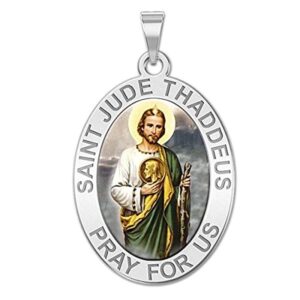 picturesongold.com saint jude religious medal color - 2/3 x 3/4 inch size of nickel, sterling silver