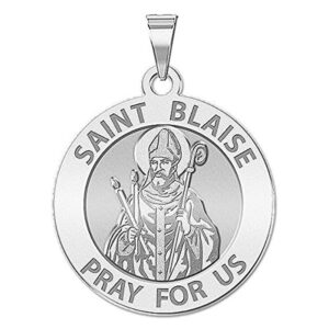 picturesongold.com saint blaise religious medal - 1 inch size of a quarter -sterling silver