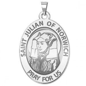 picturesongold.com saint julian of norwich religious medal - 3/4 inch x 1 inch - sterling silver