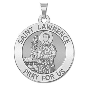 picturesongold.com saint lawrence religious medal - 2/3 inch size of dime, sterling silver