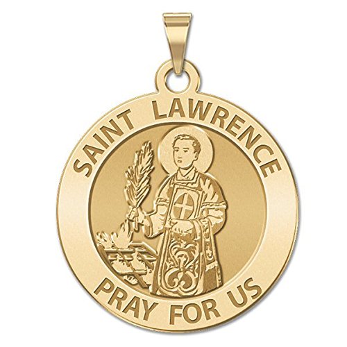 PicturesOnGold.com Saint Lawrence Religious Medal - 3/4 Inch Size of a Nickel -Sterling Silver