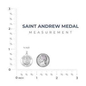 PicturesOnGold.com Saint Andrew Pray for Us Religious Medal Pendant Necklace - 3/4 Inch Size of a Nickel - Sterling Silver