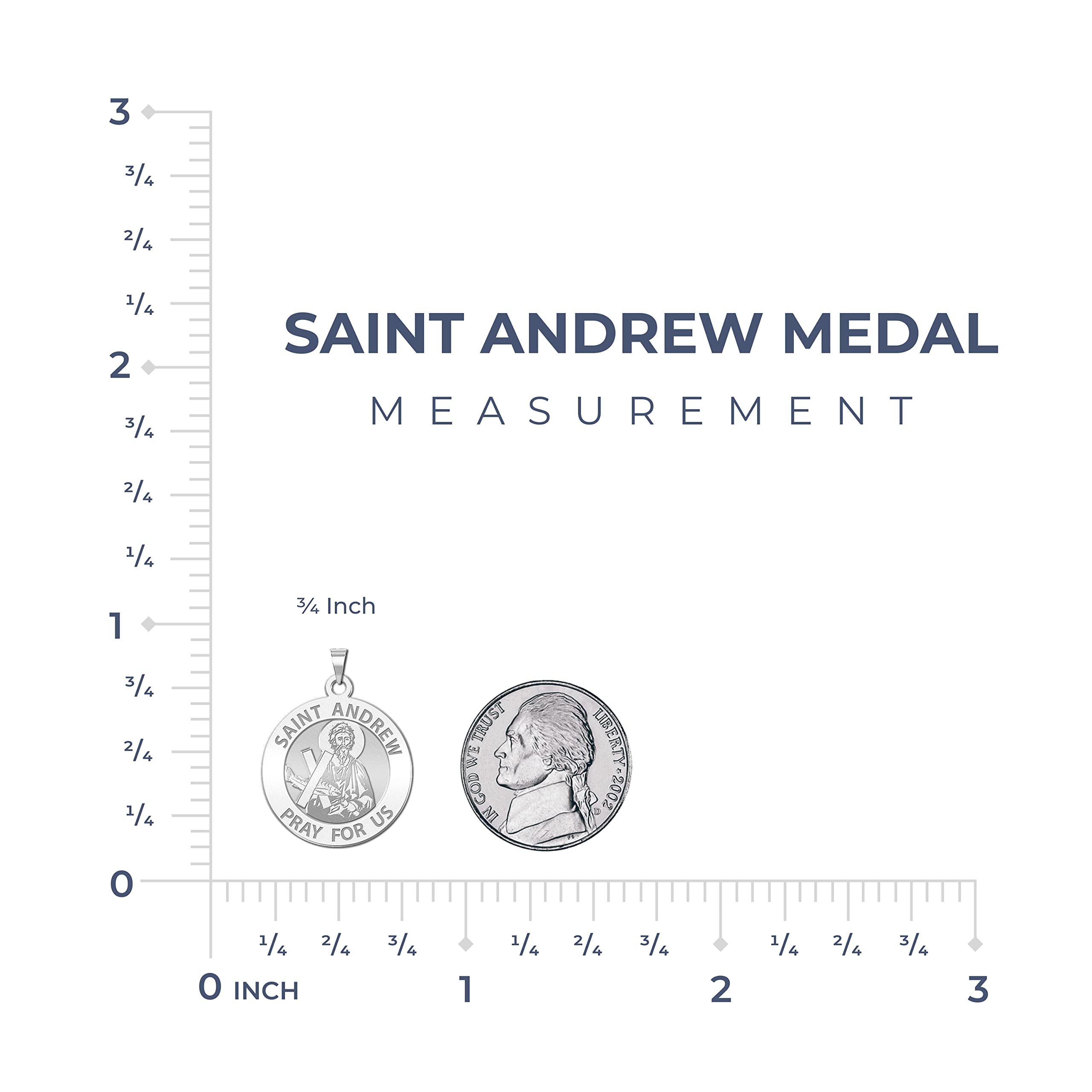 PicturesOnGold.com Saint Andrew Pray for Us Religious Medal Pendant Necklace - 3/4 Inch Size of a Nickel - Sterling Silver