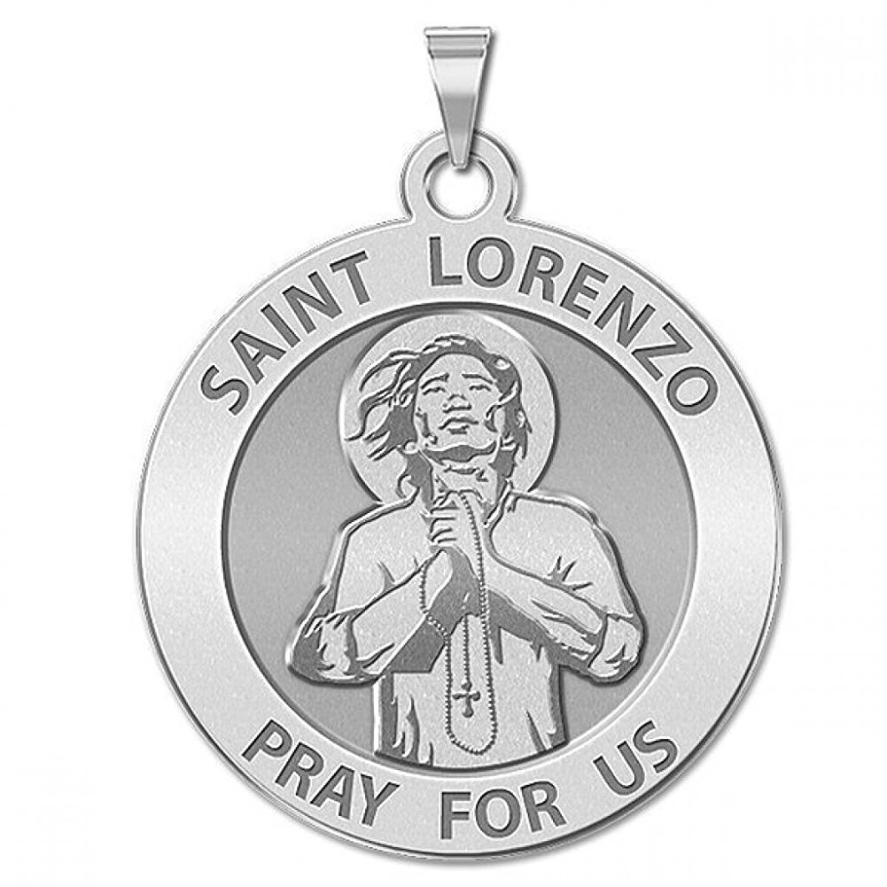 PicturesOnGold.com Saint Lorenzo Ruiz Religious Medal - 3/4 Inch Size of a Nickel -Sterling Silver