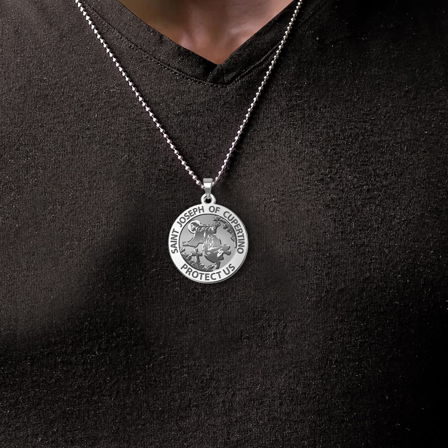 PicturesOnGold.com Saint Joseph of Cupertino Religious Medal - 2/3 Inch Size of Dime, Sterling Silver