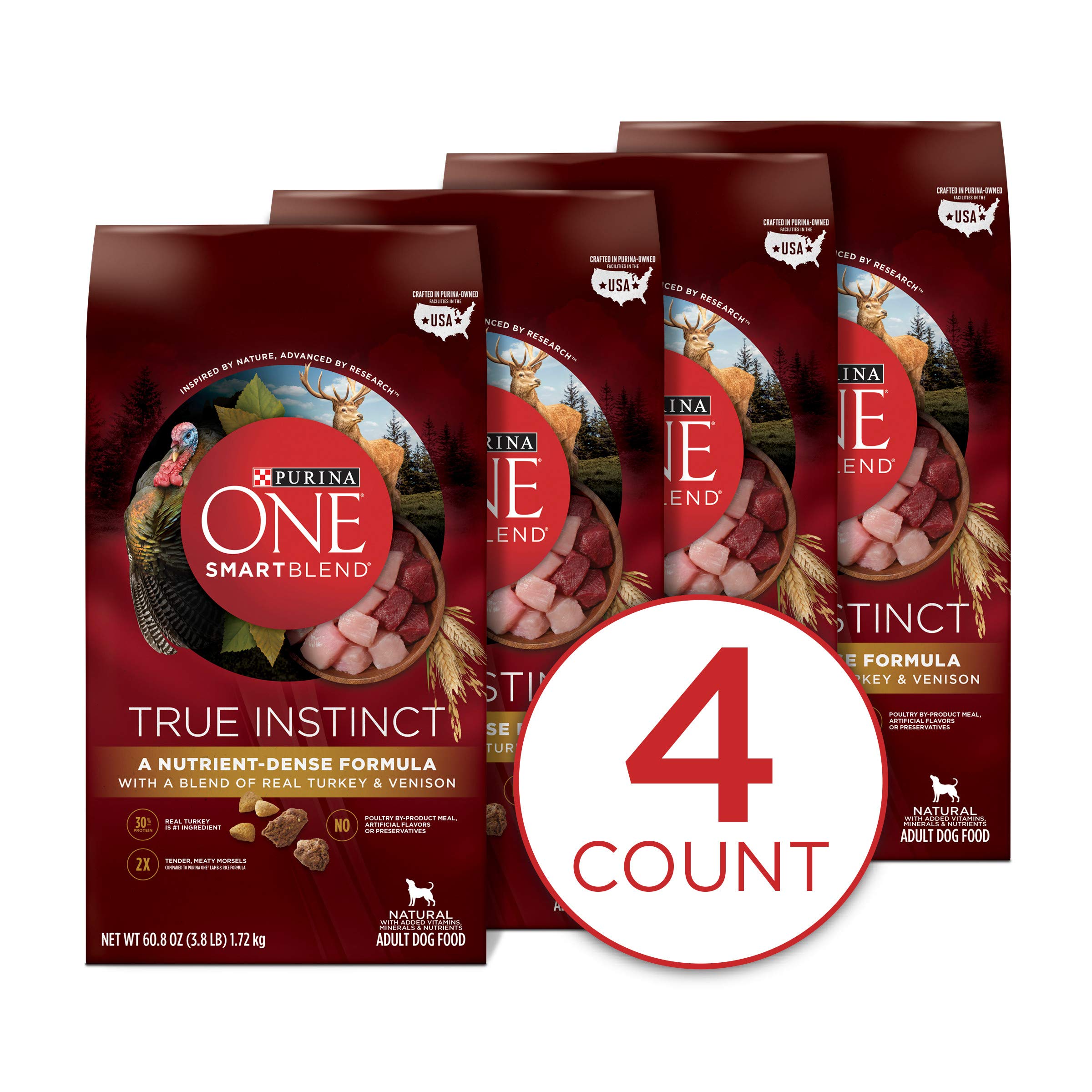 Purina ONE High Protein, Natural Dry Dog Food, True Instinct With Real Turkey & Venison - 3.8 lb. Bag