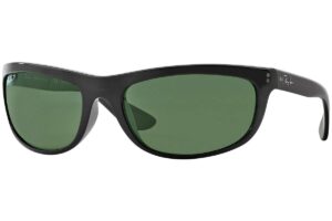 ray-ban balorama rb4089-601/58 polarized sunglasses black w/green lens 62mm