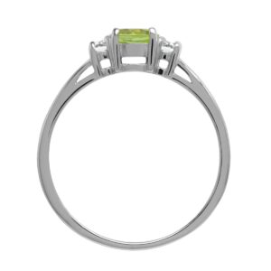 Silvershake Petite Natural Peridot and White Topaz 925 Sterling Silver Promise Ring Size 7