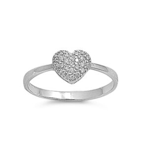 closeoutwarehouse cubic zirconia pave heart ring sterling silver size 7