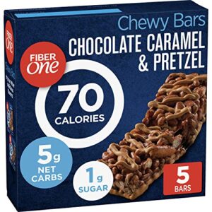 fiber one 70 calorie chewy snack bars, chocolate caramel and pretzel, 5 ct