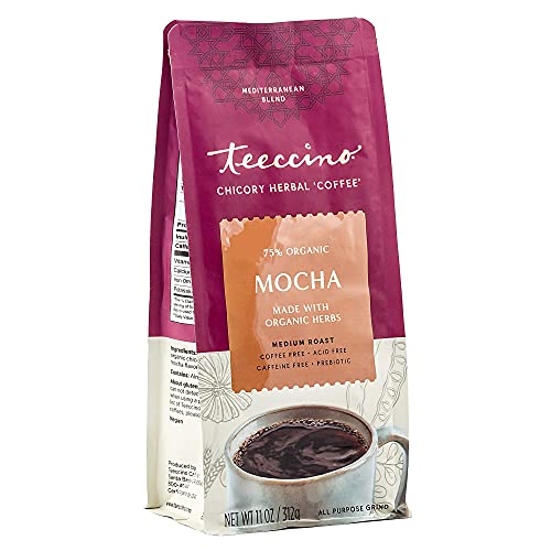 Teeccino Herbal Coffee Variety Pack - Hazelnut, Mocha and Java - Ground Herbal Coffee That’s Prebiotic, Caffeine-Free & Acid Free, Dark Roast, 11 Ounce (Pack of 3)