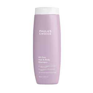 paula's choice all over hair shampoo & body wash, fragrance free, safe for color treated hair, 14.5 ounce