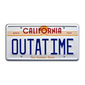 back to the future | delorean | outatime | metal stamped vanity prop license plate