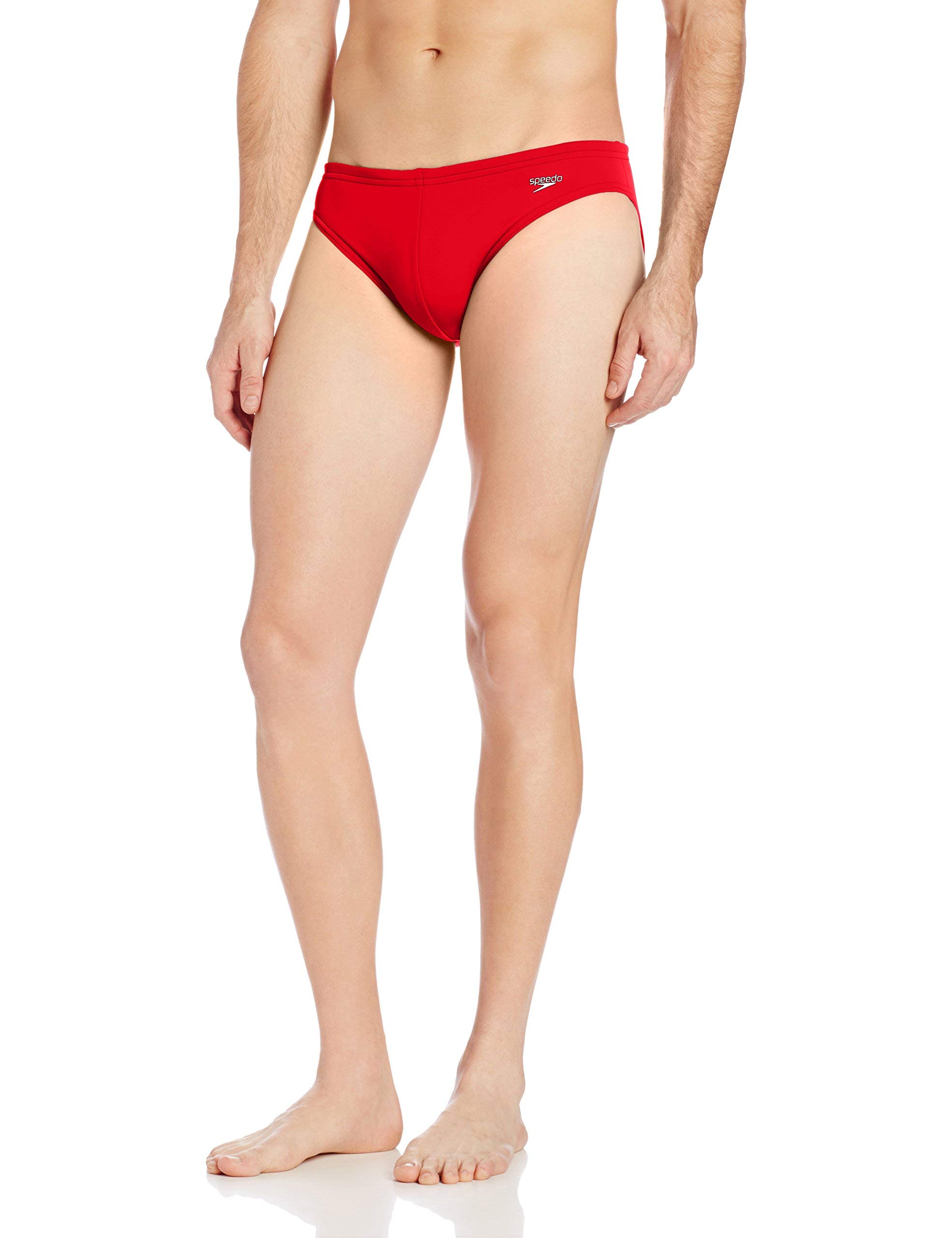 Speedo Men's Swimsuit Brief Powerflex Eco Solar, US Red, 28