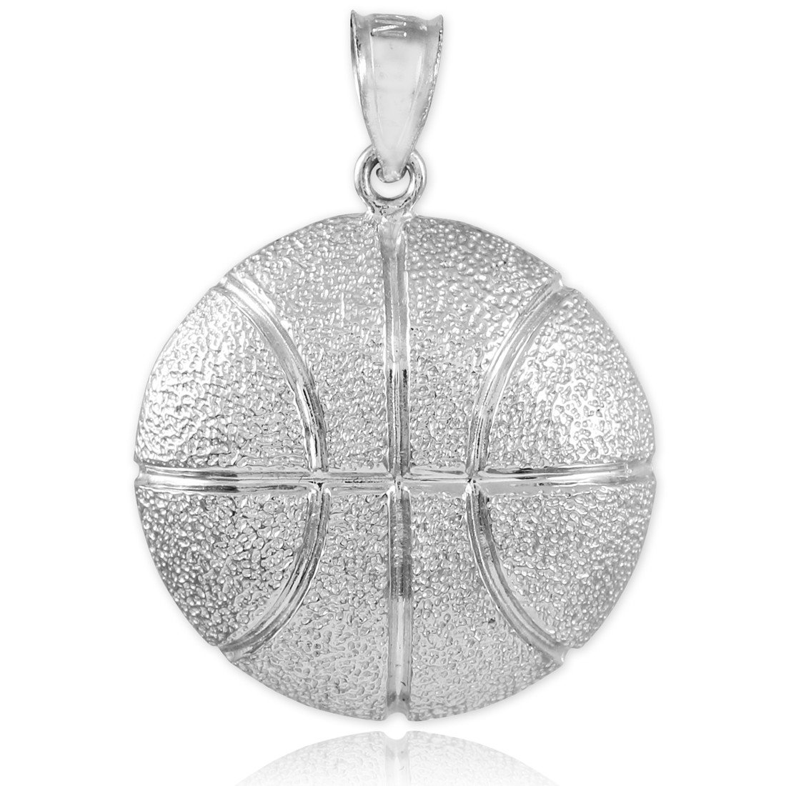 Solid 925 Sterling Silver Sports Charm Hammered Basketball Pendant