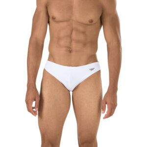 speedo men's swimsuit brief powerflex eco solar, white, 34