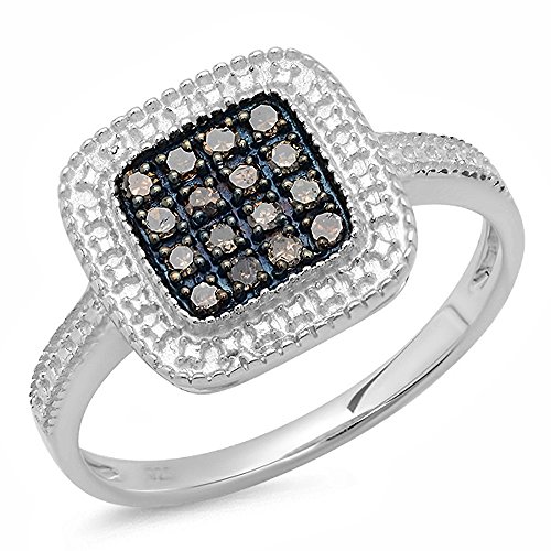 Dazzlingrock Collection 0.25 Carat (Cttw) Sterling Silver Round Champagne Diamond Women Cocktail Ring 1/4 CT, Size 8.5