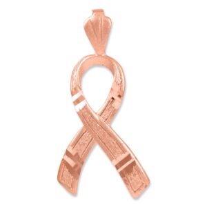 american heroes 10k rose gold breast cancer awareness ribbon charm 3d pink pendant