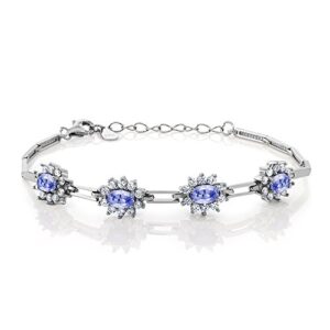 gem stone king 925 sterling silver tanzanite tennis bracelet for women (2.36 cttw, gemstone birthstone, 7 inch with 1 inch extender)