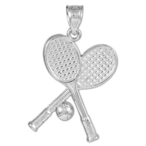 fine .925 sterling silver tennis racquets and ball sports charm pendant