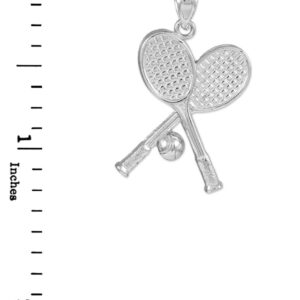 Fine .925 Sterling Silver Tennis Racquets and Ball Sports Charm Pendant