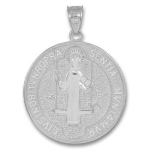 medal of saint benedict 10k white gold coin pendant (medium)