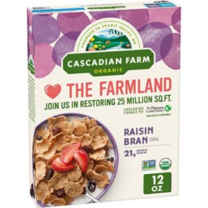 cascadian farm organic raisin bran cereal, 12 oz (10 pack)