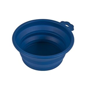 petmate 23367 silicone round 1.5-cup travel bowl for pets, navy blue